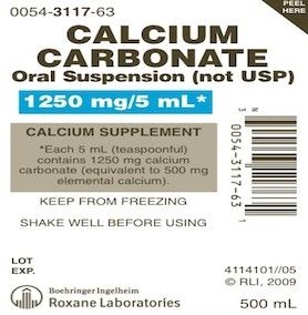 Calcium Carbonate Oral Suspension 1250mg 500mL