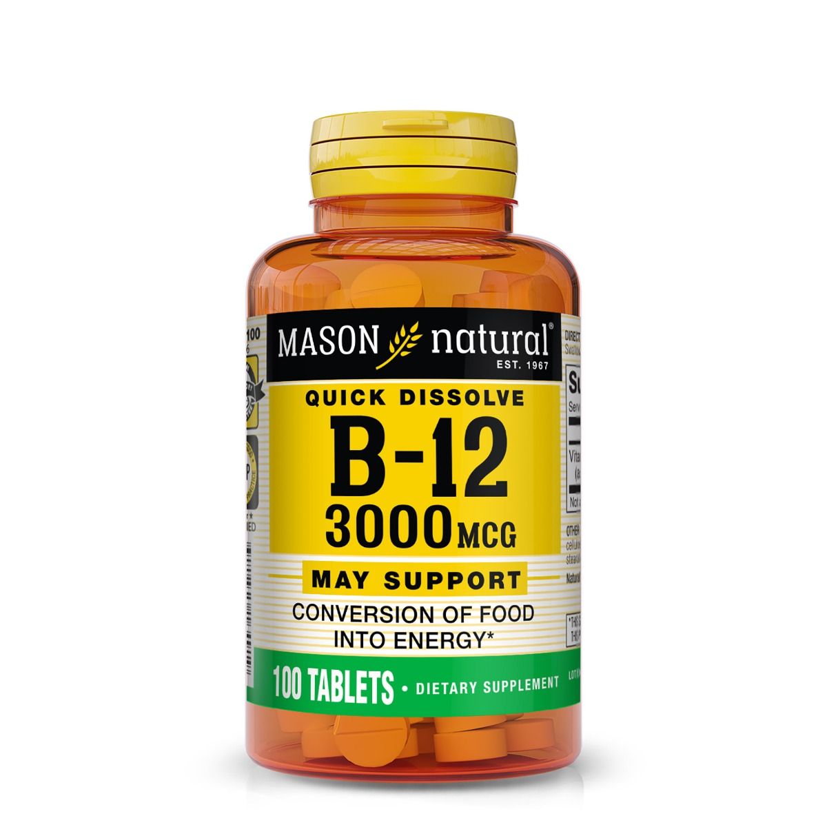 Vitamin B-12 Tablets, 3000 mcg, 100 Count per Bottle, One Bottle