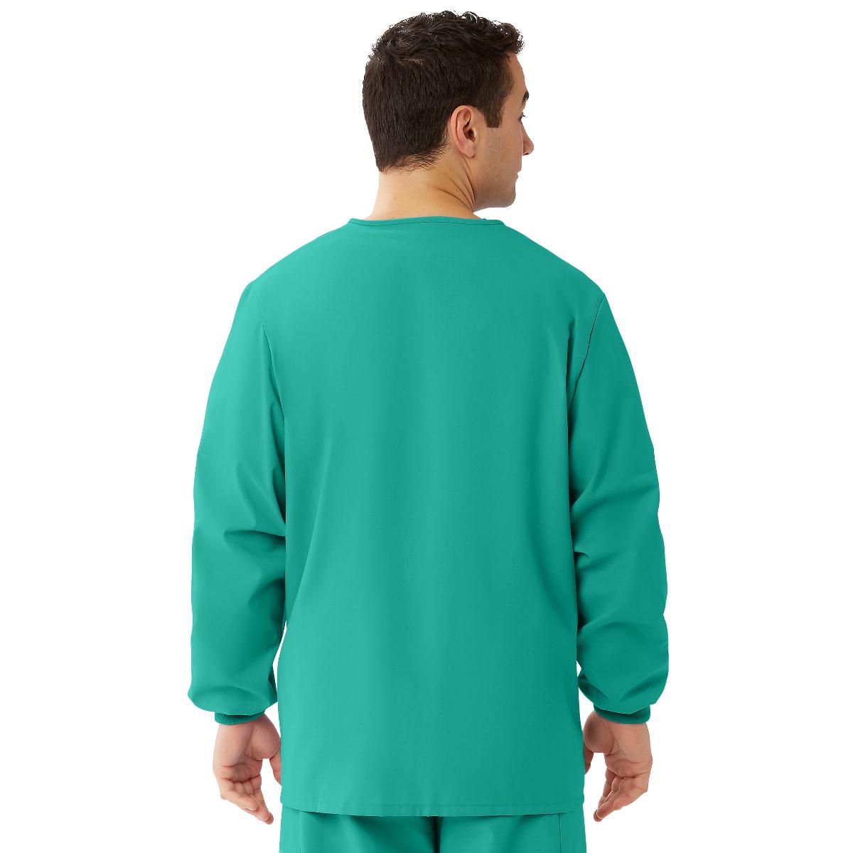 AngelStat Unisex Snap-Front Warm-Up Scrub Jacket, Jade, Size L