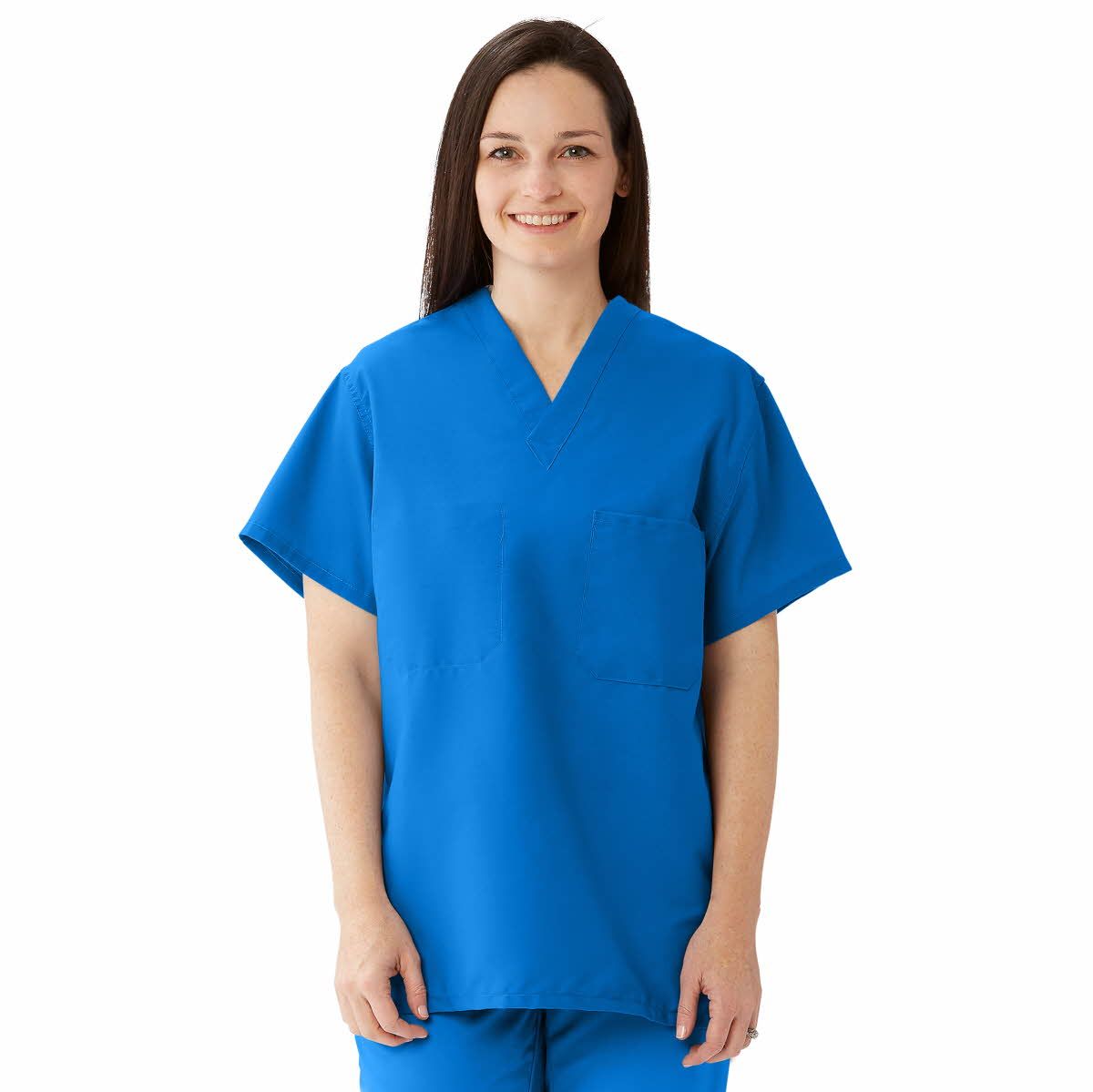 ComfortEase Unisex Reversible V-Neck 2-Pocket Scrub Top Size L Royal ...