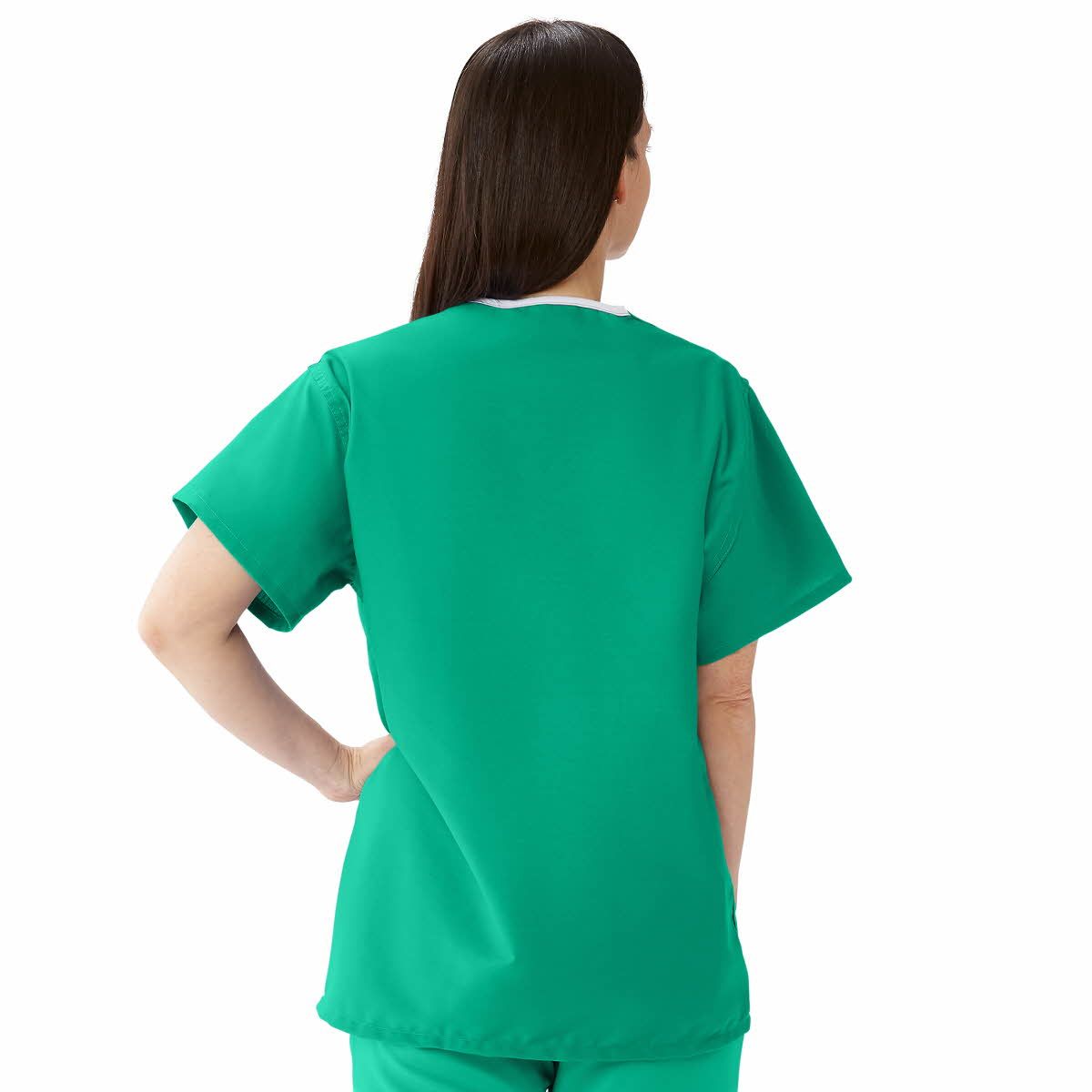 ComfortEase Unisex Reversible V-Neck 2-Pocket Scrub Top Size XS Jade 1Ct