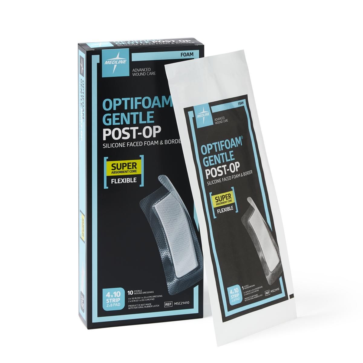 Optifoam Gentle Post-Op Silicone/Foam Wound Dressing 4x10 1Ct