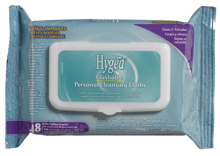 Hygea Flushable Personal Cleansing Cloths 48Ct