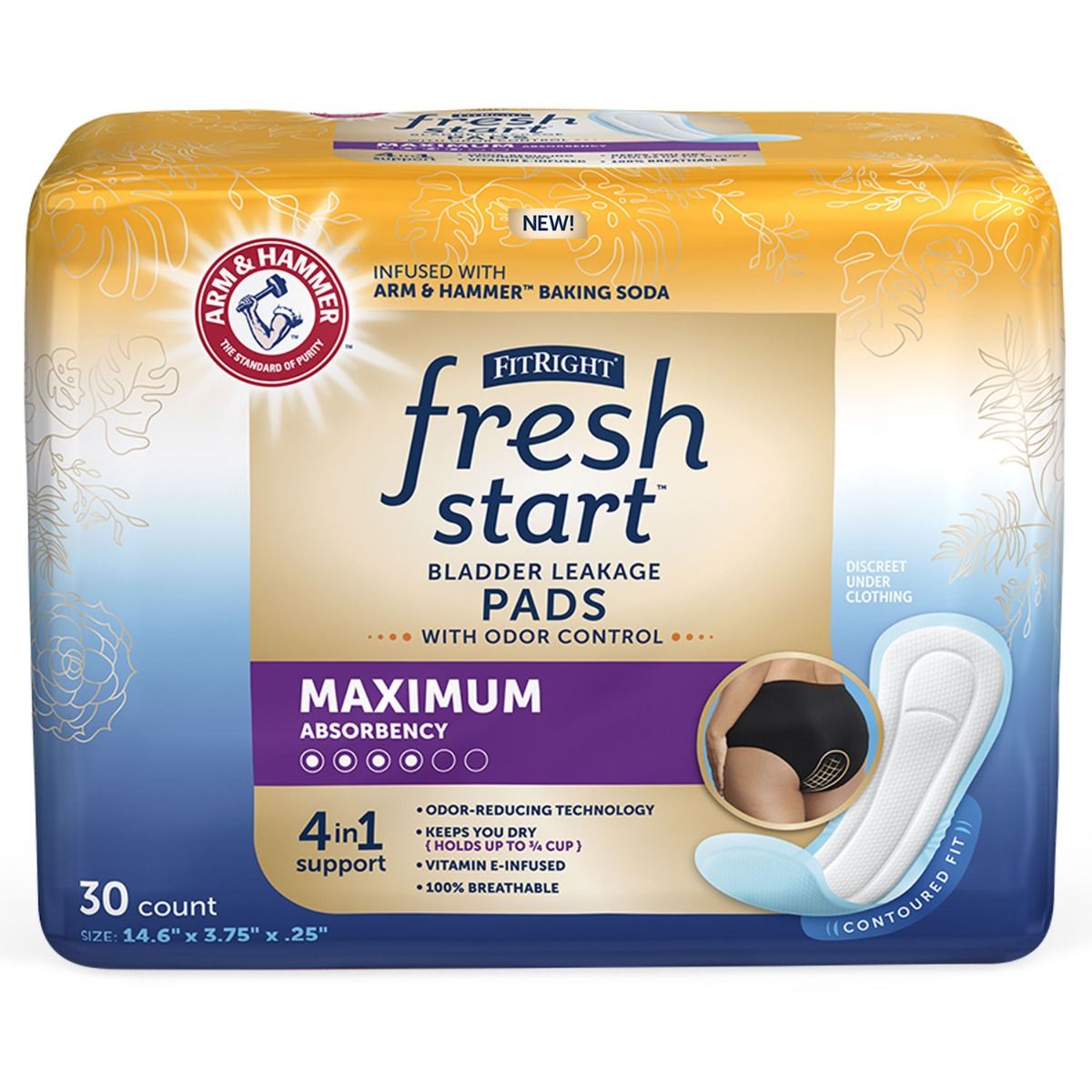 FitRight Fresh Start Pad Maximum 14.6x3.75 30Ct
