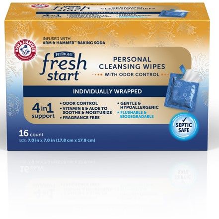 FitRight Fresh Start Flushable Personal Cleansing Wipes 288Ct