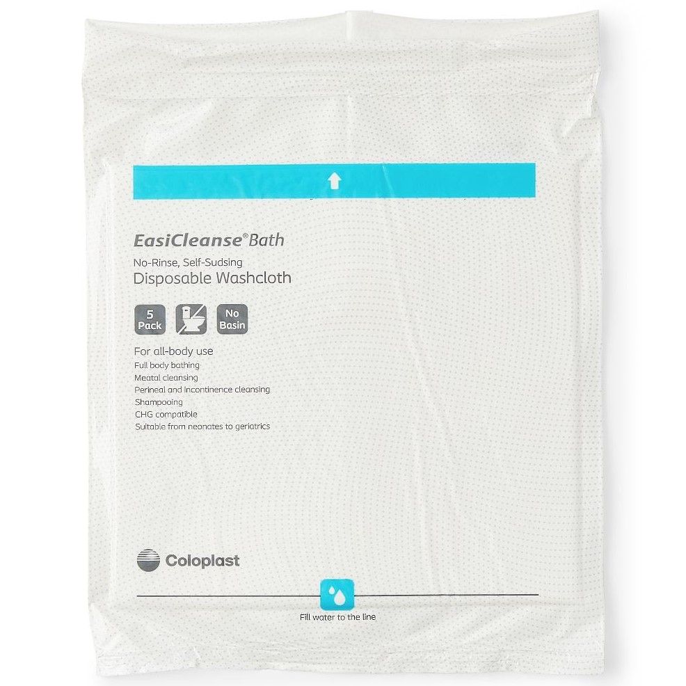 EasiCleanse Bath Washcloth, No Rinse, 5 Cloths/Pack, Case of 20 Packs ...