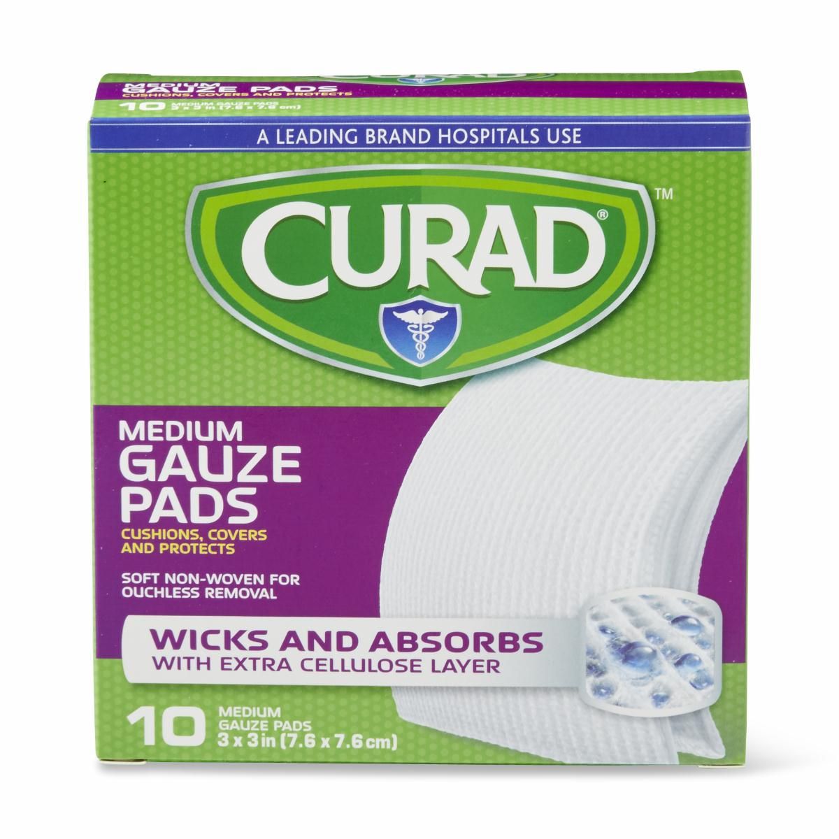 CURAD Sterile Nonwoven Gauze Pad Medium 3x3 240Ct