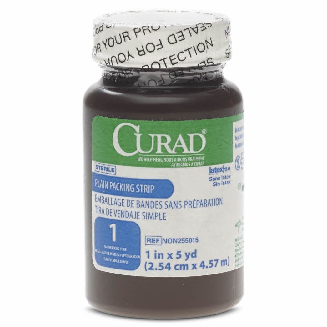 CURAD Sterile Plain Packing Strips 1in x 5yd 12Ct
