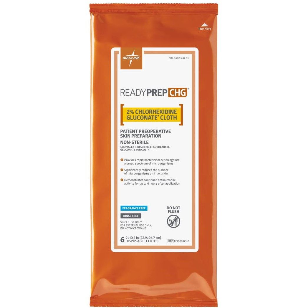 ReadyPrep 2% Chlorhexidine Gluconate (CHG) Preoperative Bathing Cloths, 6 Cloths per Pack, One Pack