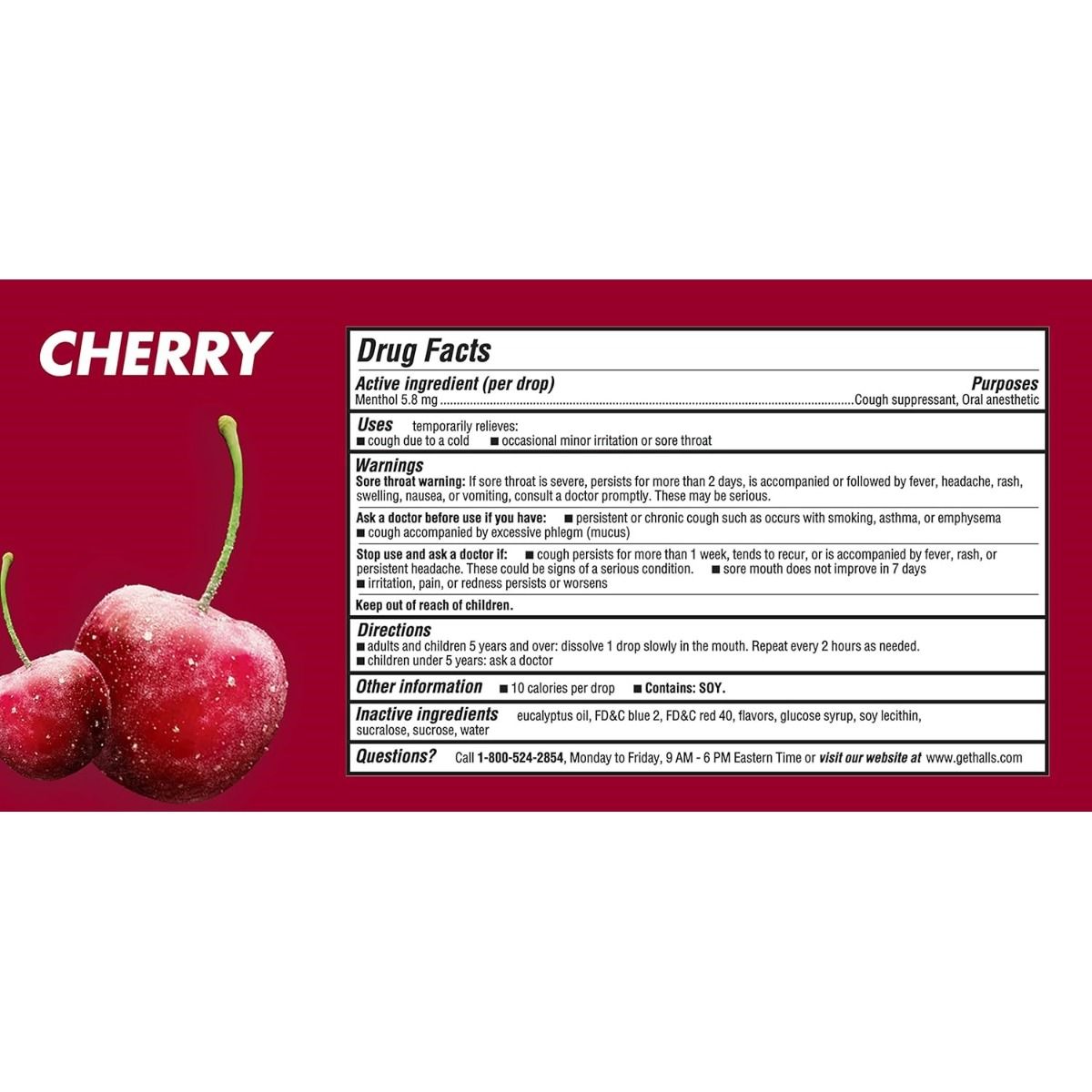 HALLS Cough & Throat Relief Drops Cherry 80Ct