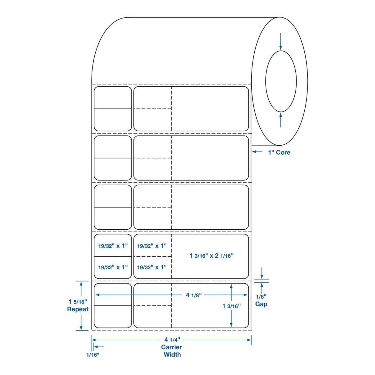 Intermec Direct Thermal Labels, White, 4-1/8in x 1-3/16in, Box of 6 Rolls