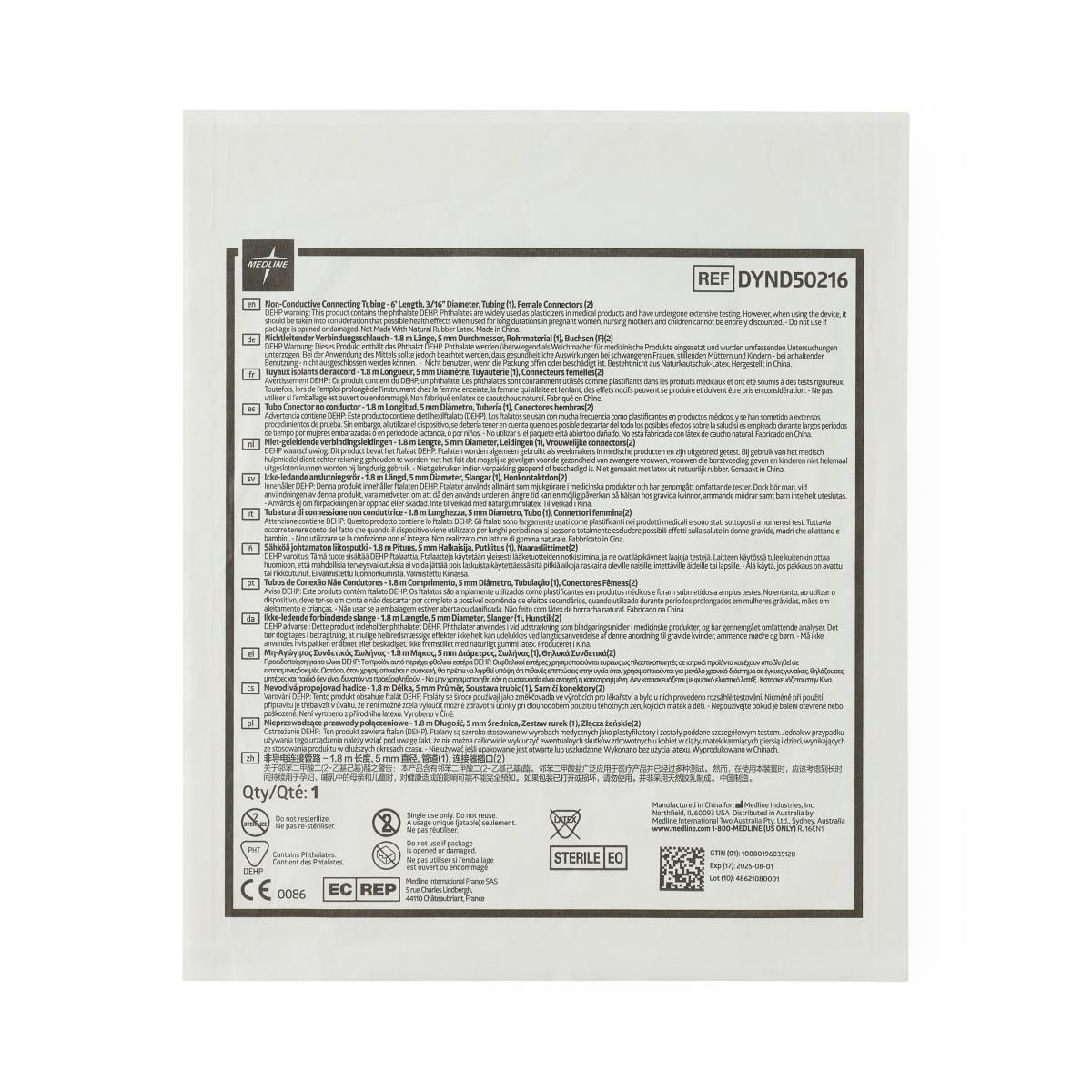 Medline Universal Suction Tubing Scalloped 3/16in x 6ft 50Ct