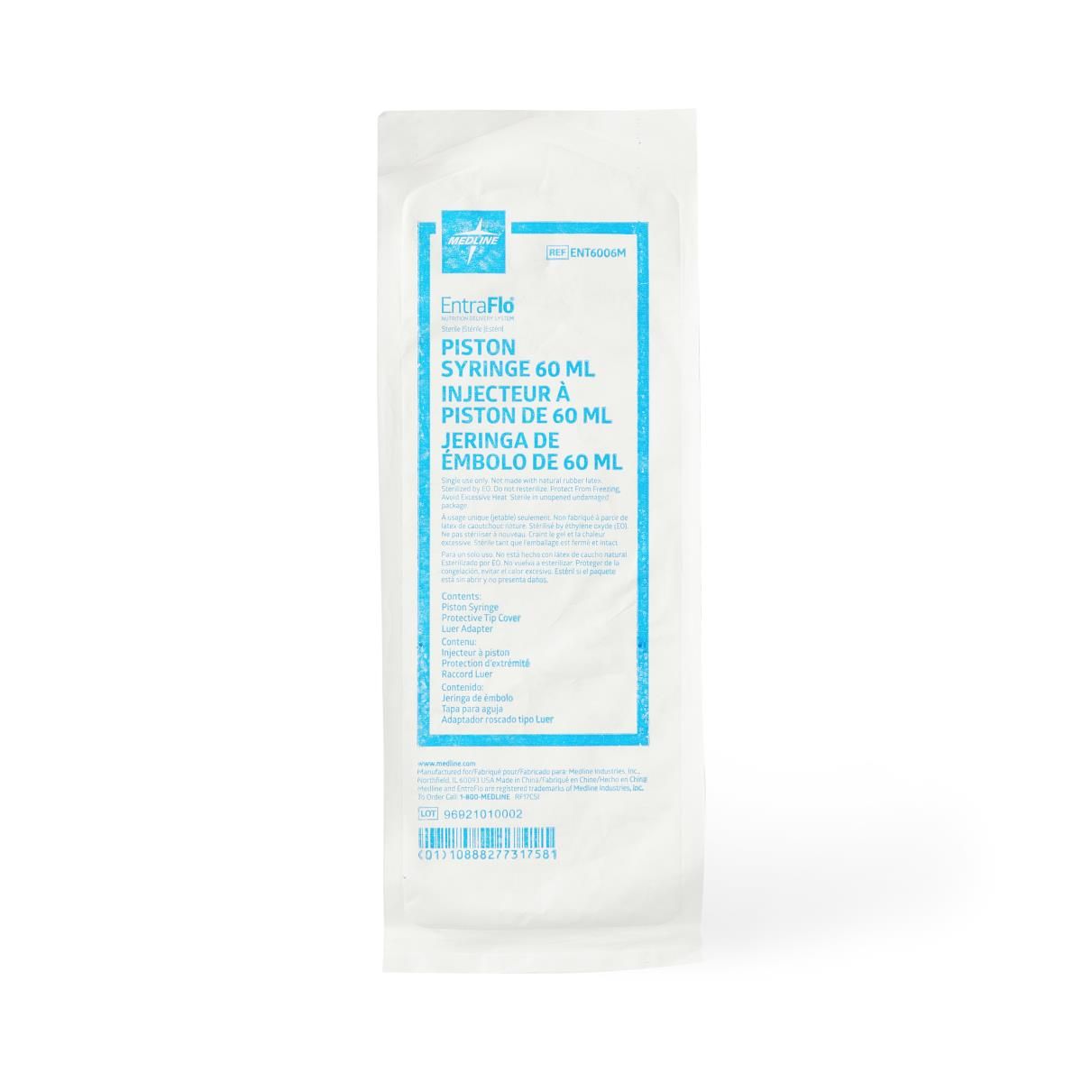 Medline Sterile Piston Feeding Syringe 60mL 50Ct