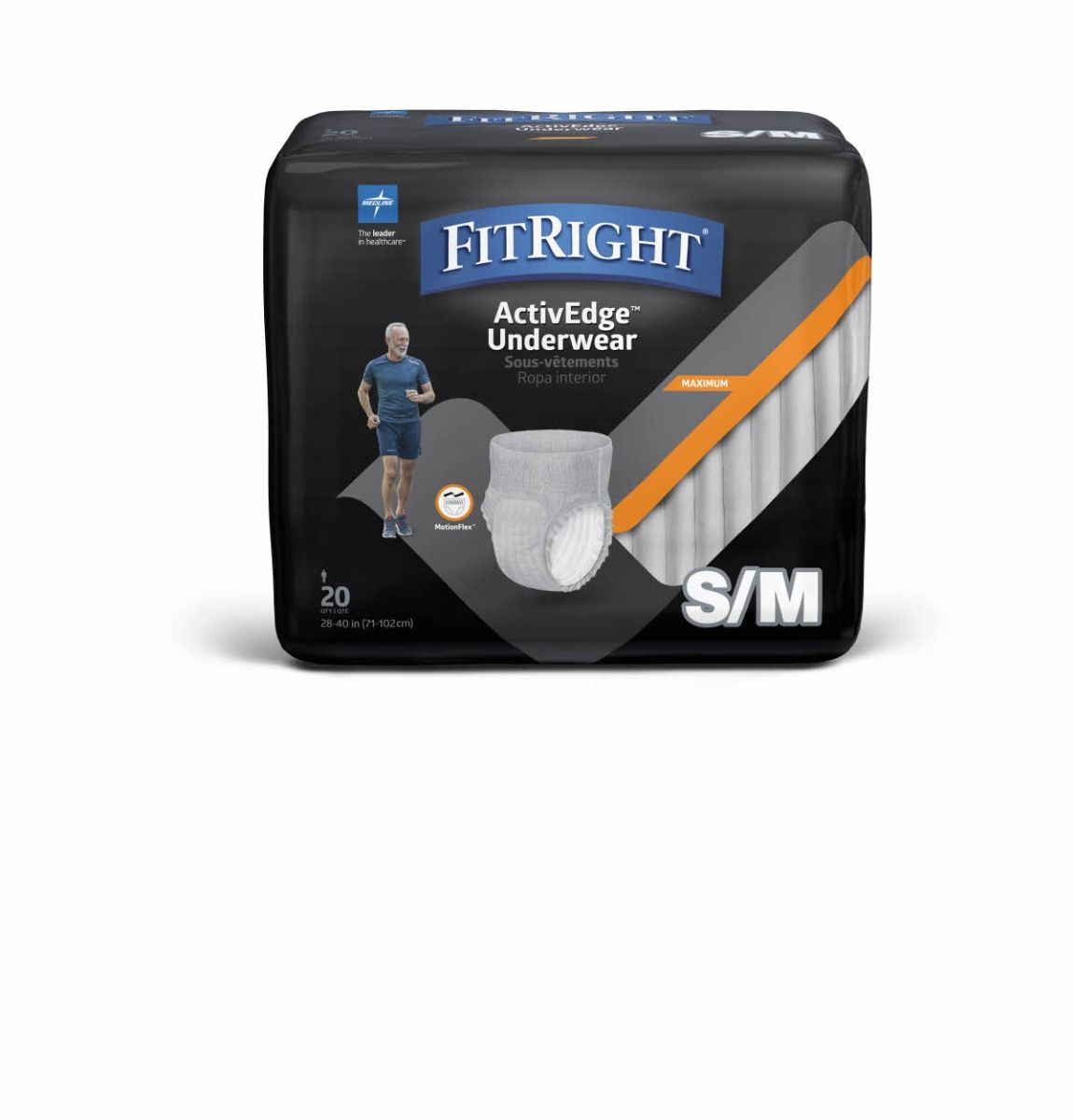 Medline Men's FitRight Underwear Heavy Absorb S/M 20Ct