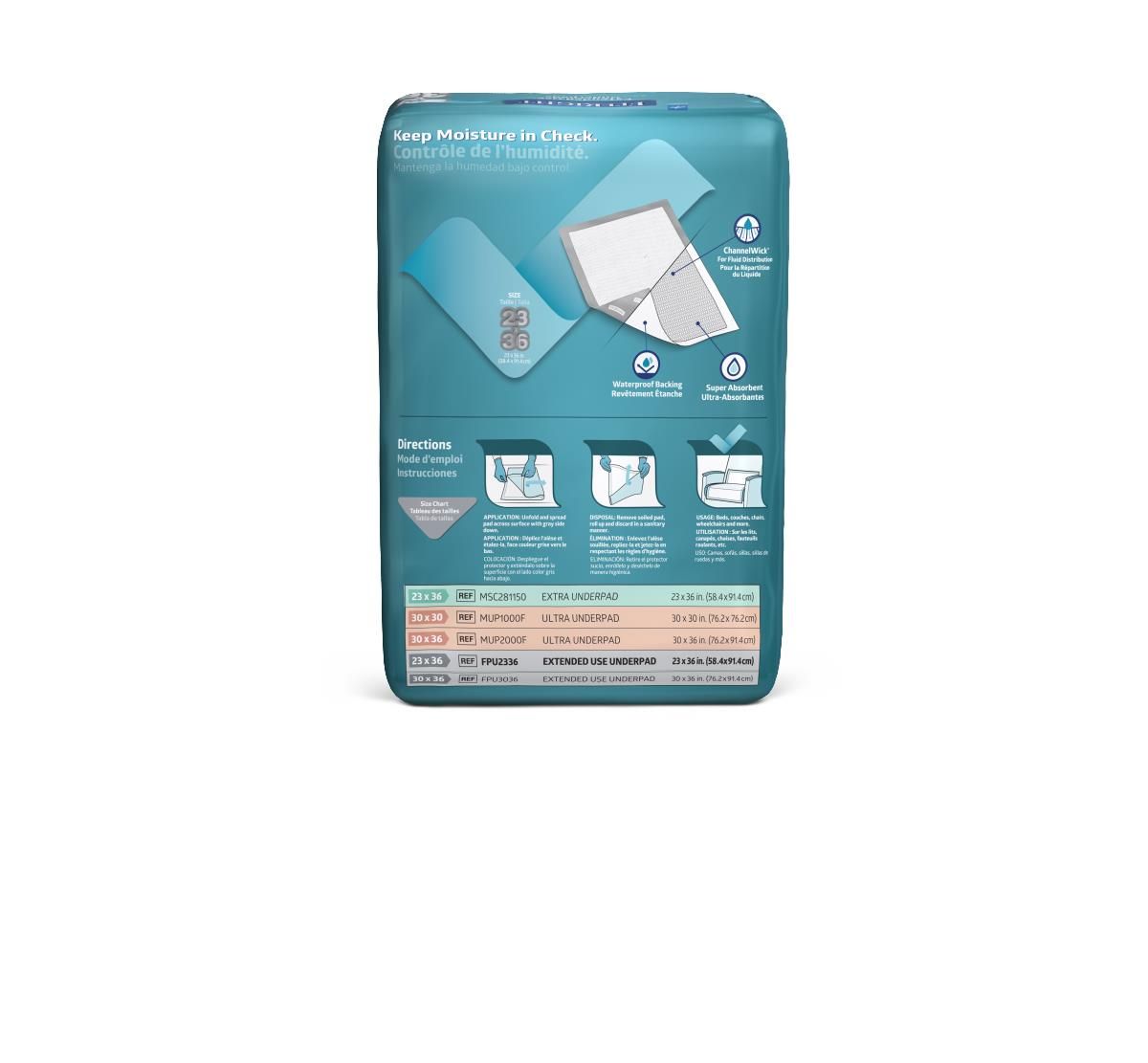 Medline FitRight Extended-Use Premium Underpad 23x36 70Ct