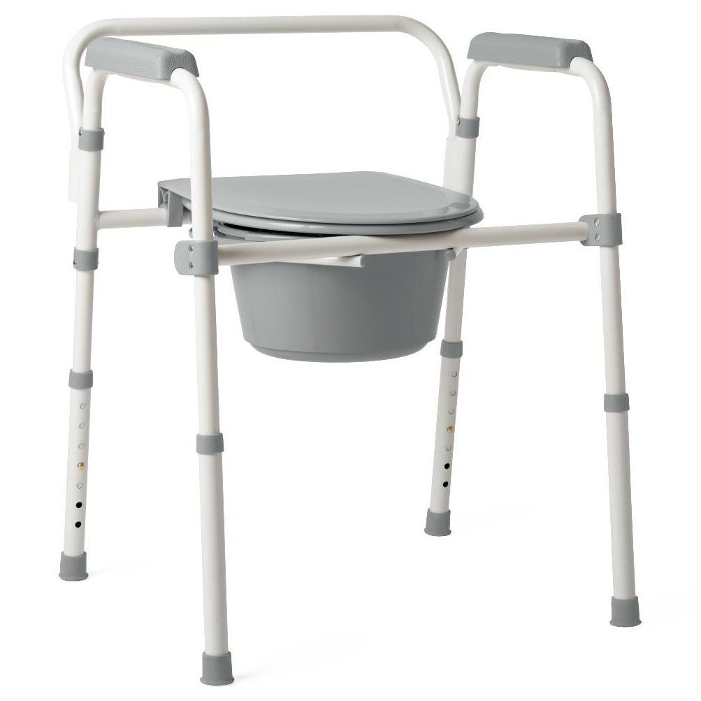 Steel 3-in-1 Folding Steel Commode 350lb Capacity 1Ct