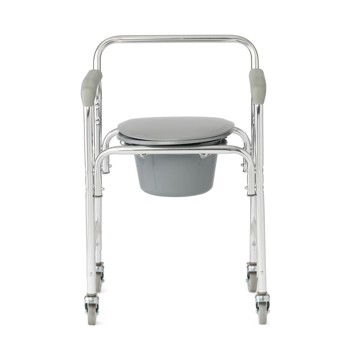 Aluminum Elongated Commode with 4 Locking Casters
