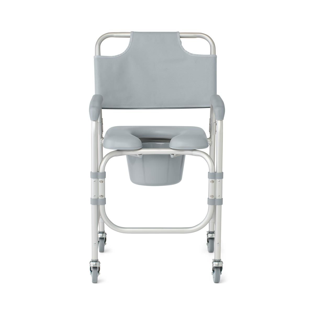 Aluminum Padded Shower Chair Commode with 4 Locking Casters