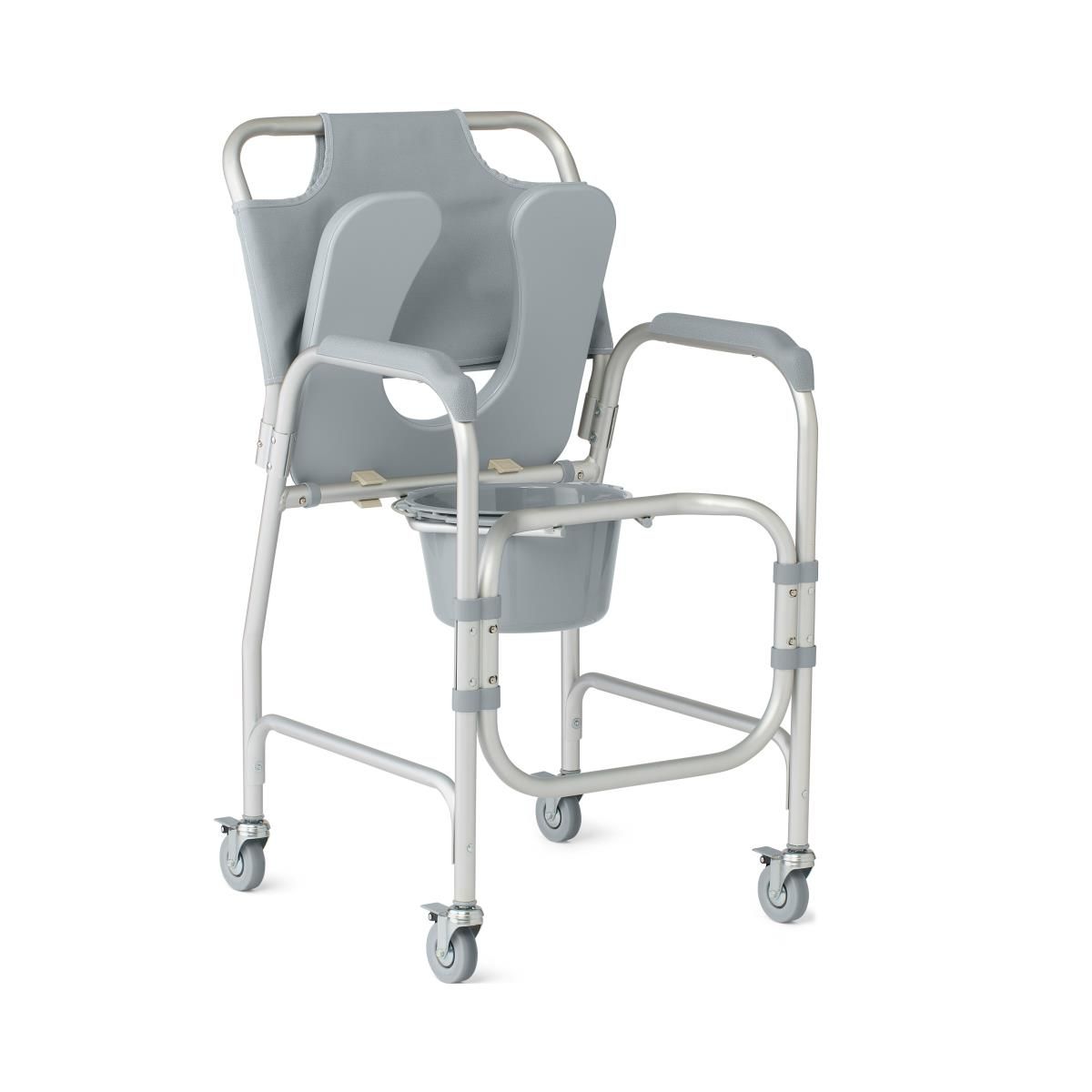 Aluminum Padded Shower Chair Commode with 4 Locking Casters