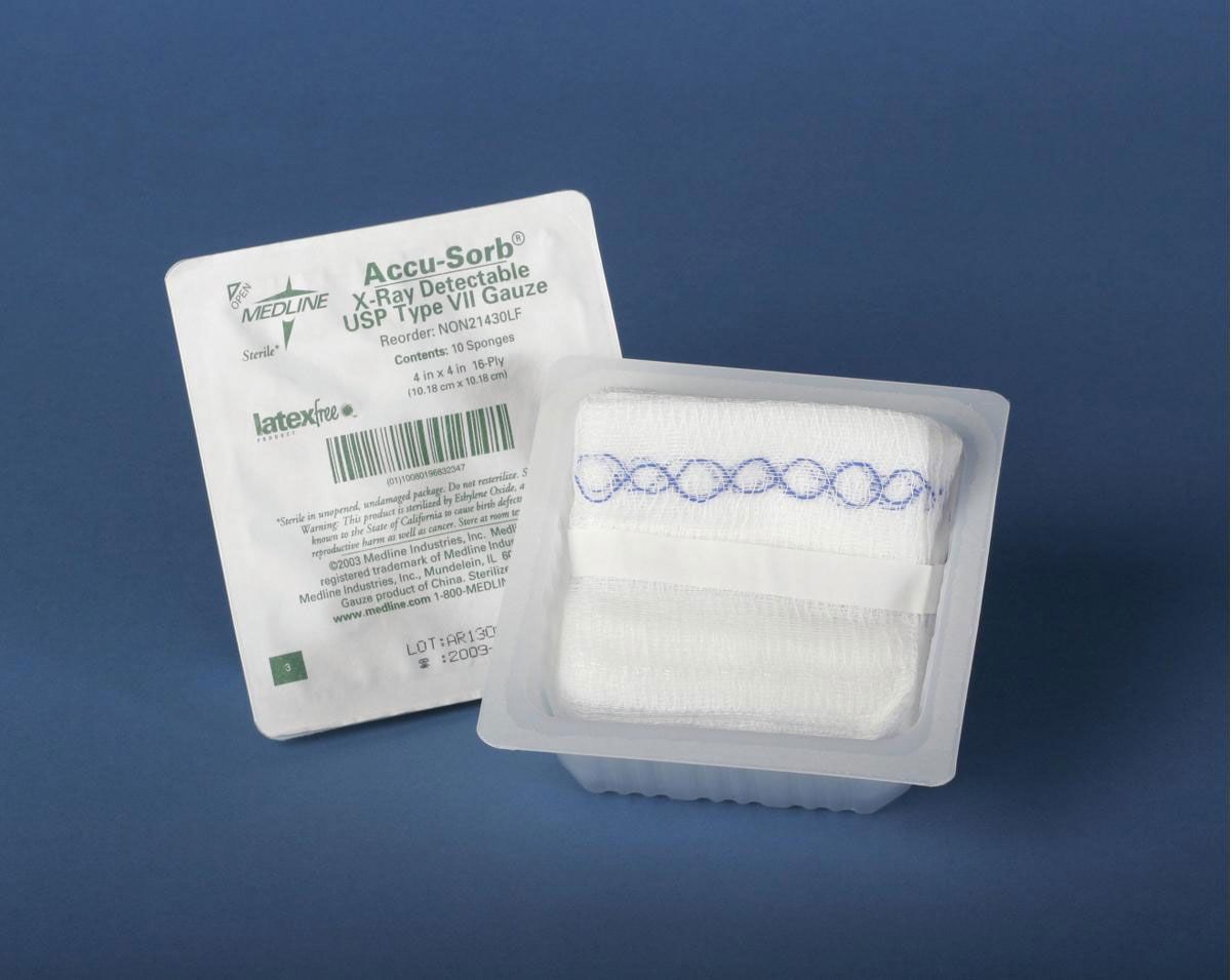 Medline St Cotton X-Ray Detect Gauze Sponge 4x4 1280Ct