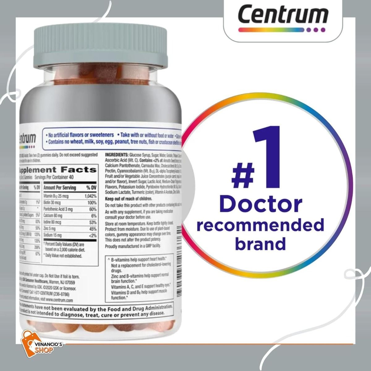 Centrum MultiGummies Men 50+ Multivitamin Supplement 140Ct