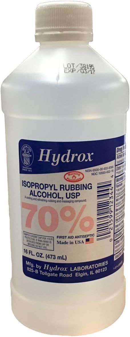 Hydrox 70% Isopropyl Rubbing Alcohol 16oz 12Ct