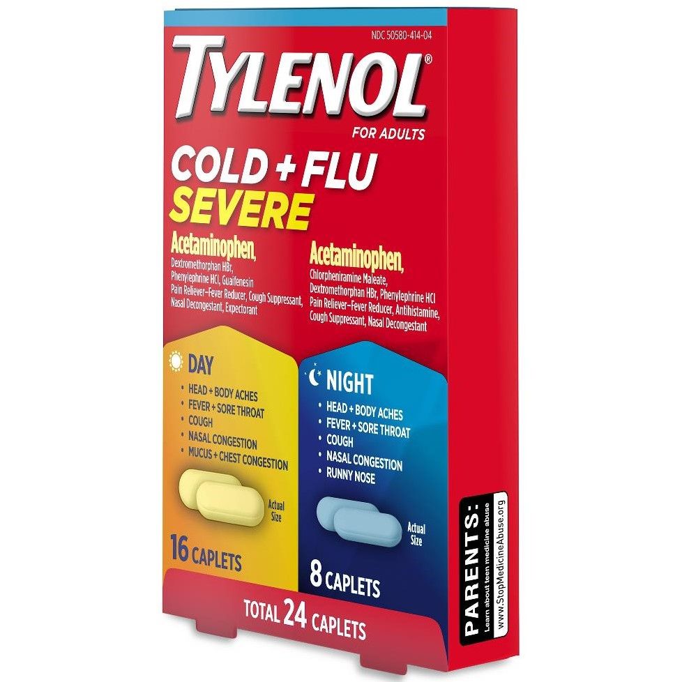Tylenol Severe Cold & Flu Day and Night Multi-Symptom Relief, 24 ...