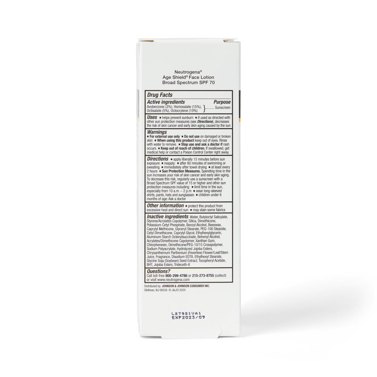 Neutrogena Age Shield Face Lotion, SPF 70, 3 fl. oz.