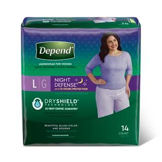 Depend Night Defense Underwear for Women L 56Ct