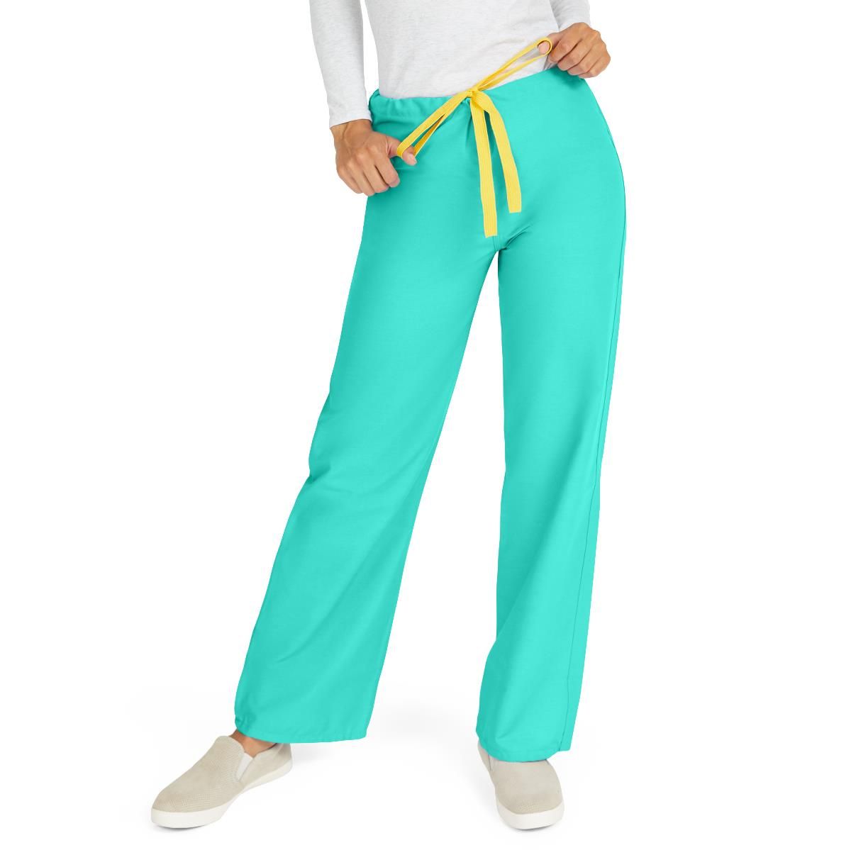 AngelStat Unisex Reversible Scrub Pants with Drawstring Waist, Jade ...