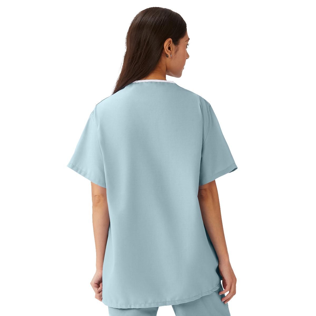 AngelStat Unisex Reversible V-Neck Scrub Top with 2 Pockets, Misty ...