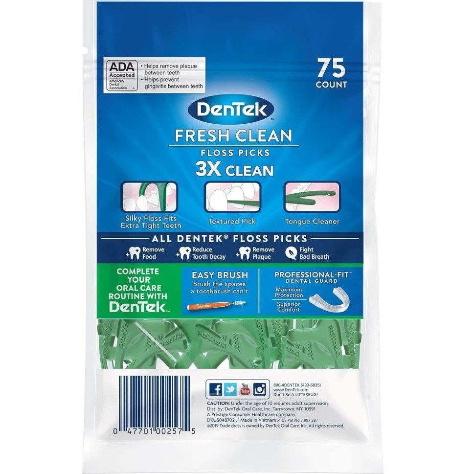 Dentek Fresh Clean Floss Picks 75Ct