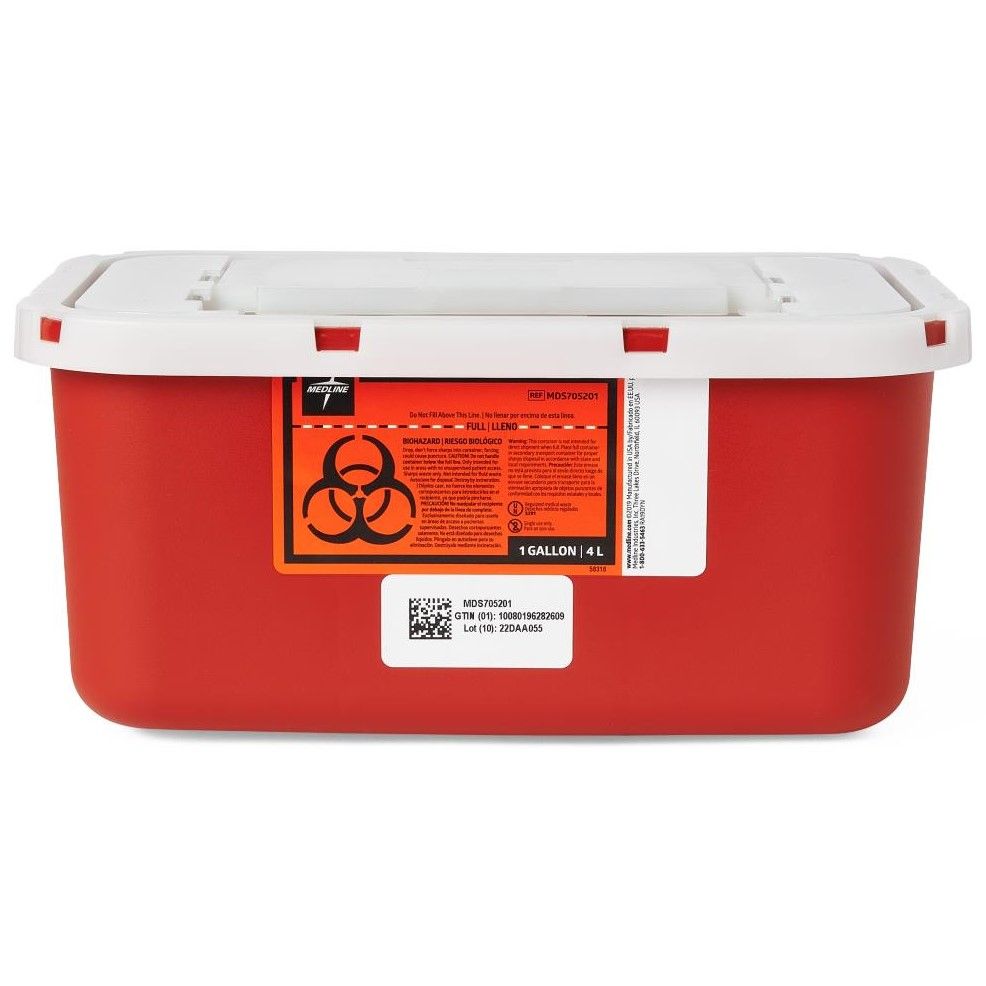 Multipurpose Sharps Container, Red, 1 gal. Capacity, Case of 32