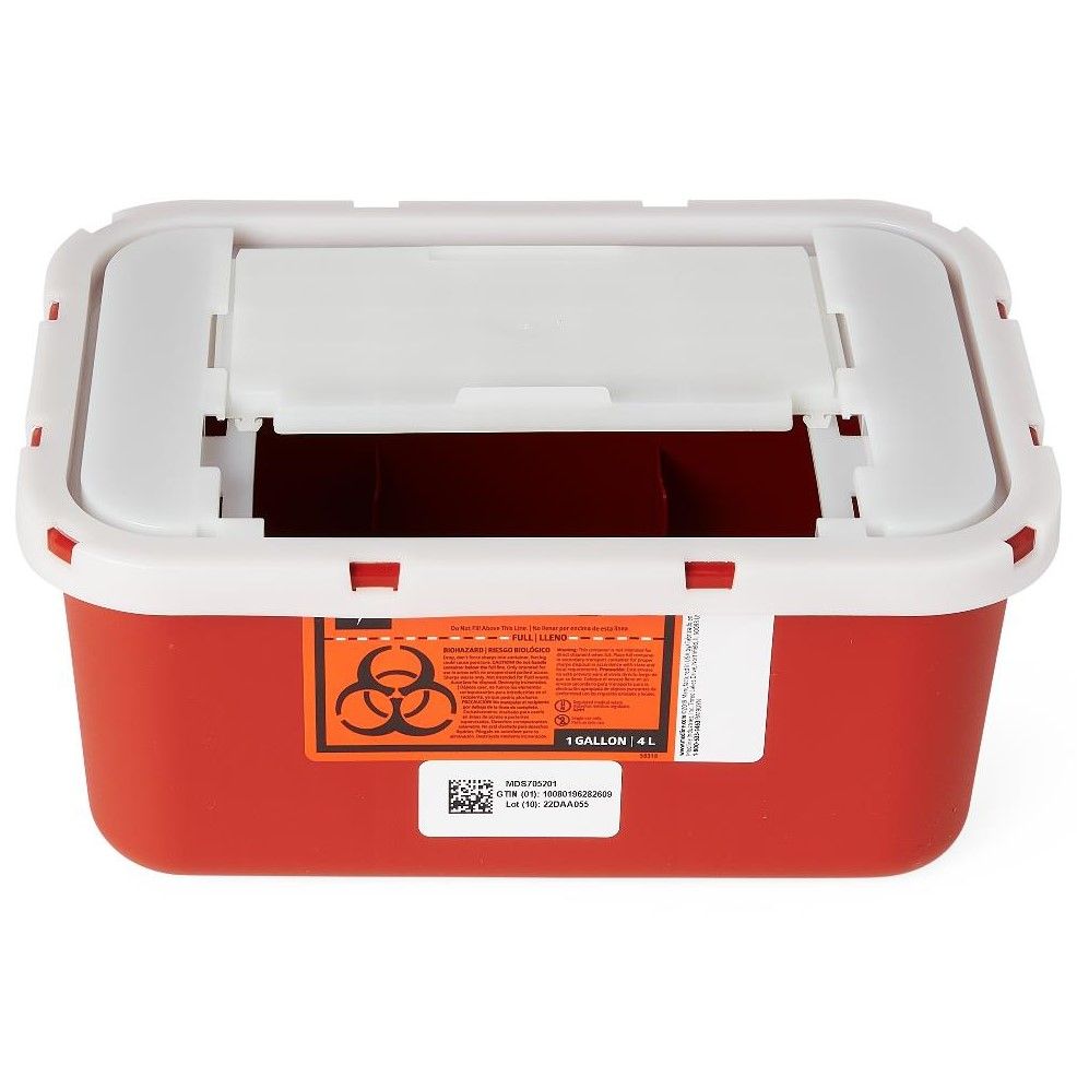 Multipurpose Sharps Container, Red, 1 gal. Capacity, Case of 32