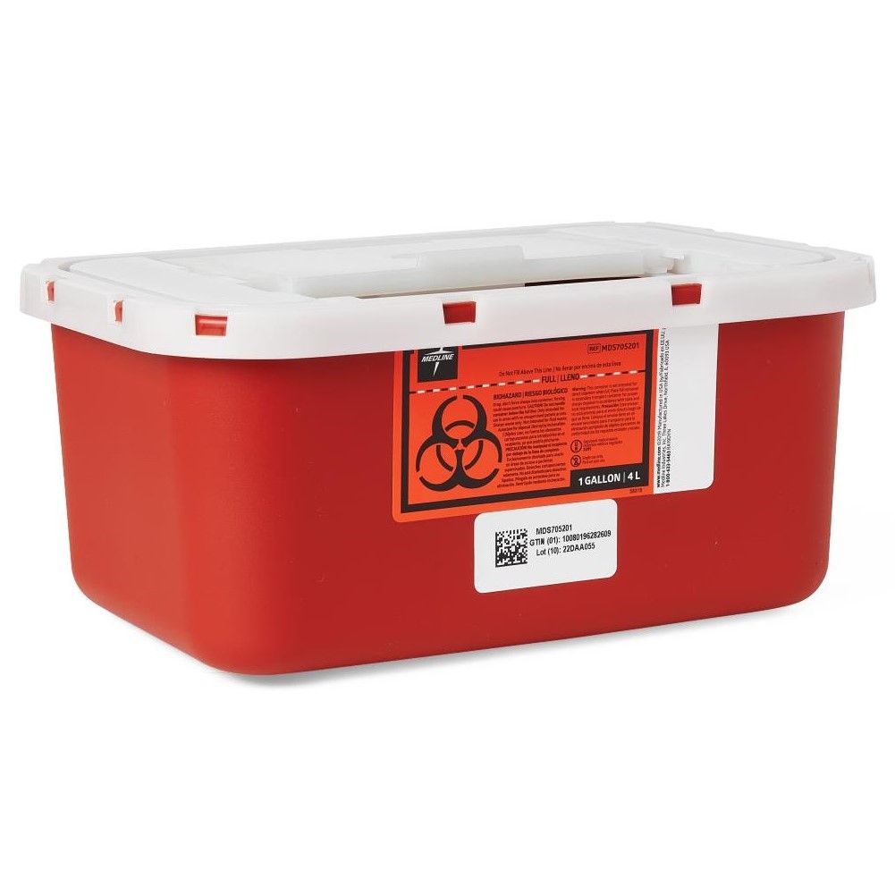 Multipurpose Sharps Container, Red, 1 gal. Capacity, Case of 32