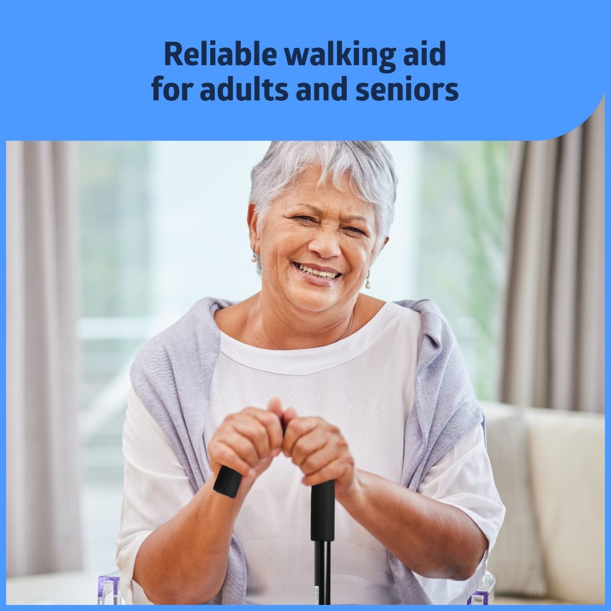 Medline Standard Aluminum Black Cane 1Ct