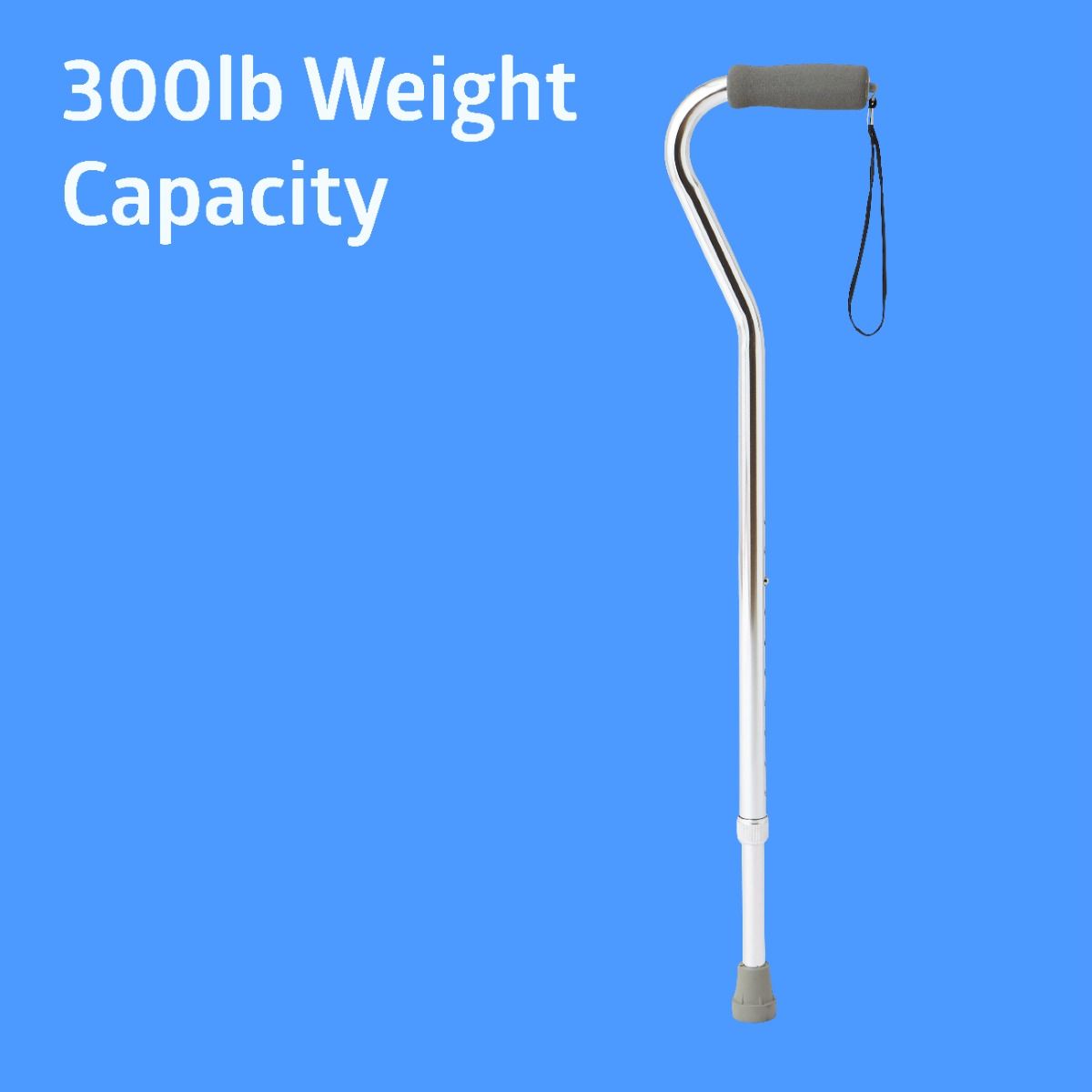 Medline Offset Handle Aluminum Cane 300lb Chrome 1Ct