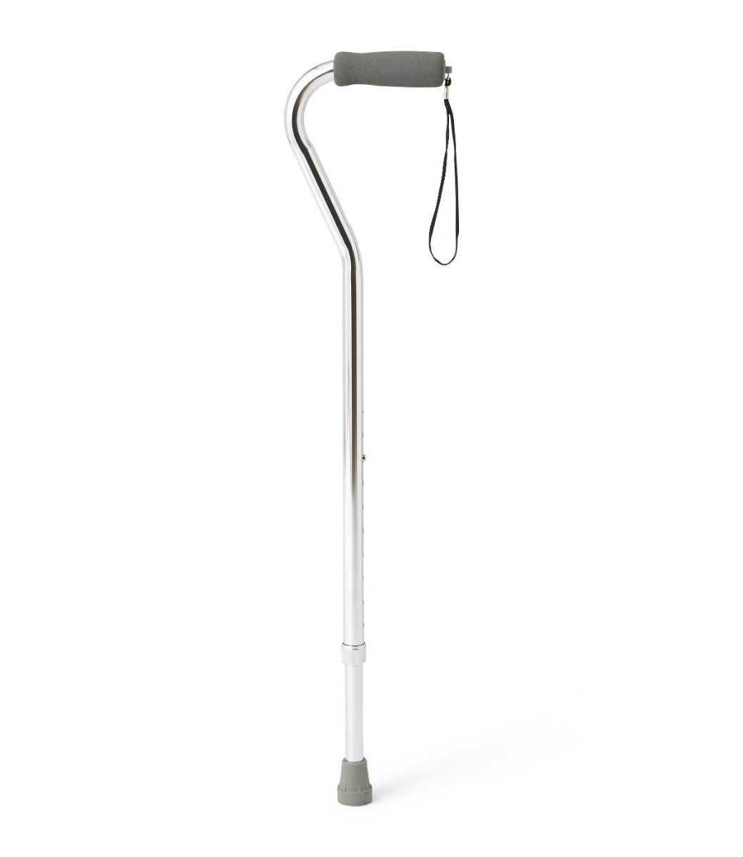 Medline Offset Handle Aluminum Cane 300lb Chrome 1Ct