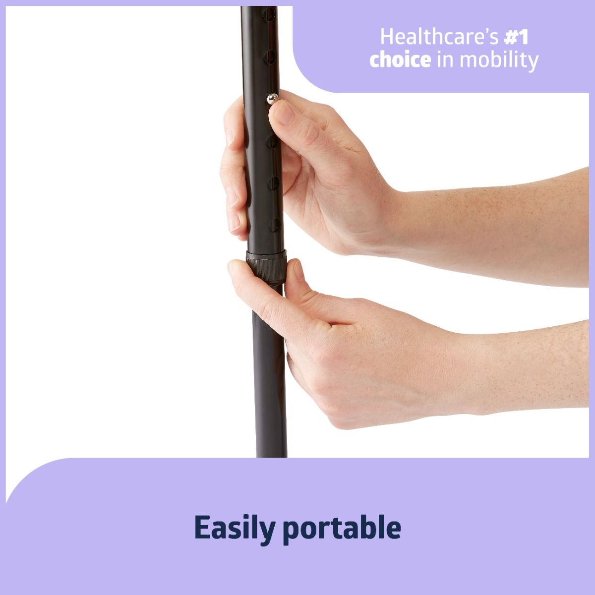 Medline Offset Handle Aluminum Cane 300lb Cap Black 1Ct