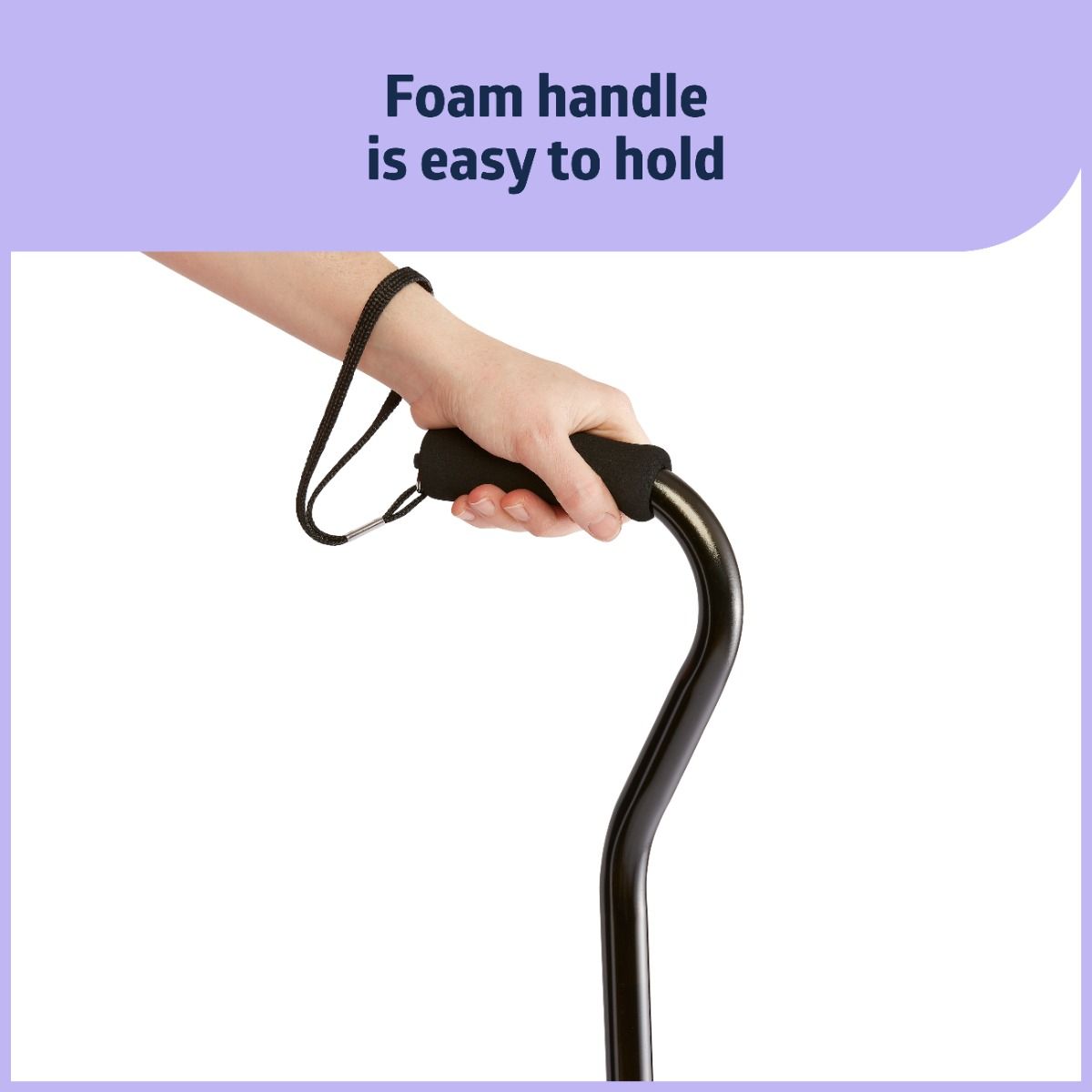 Medline Offset Handle Aluminum Cane 300lb Cap Black 1Ct