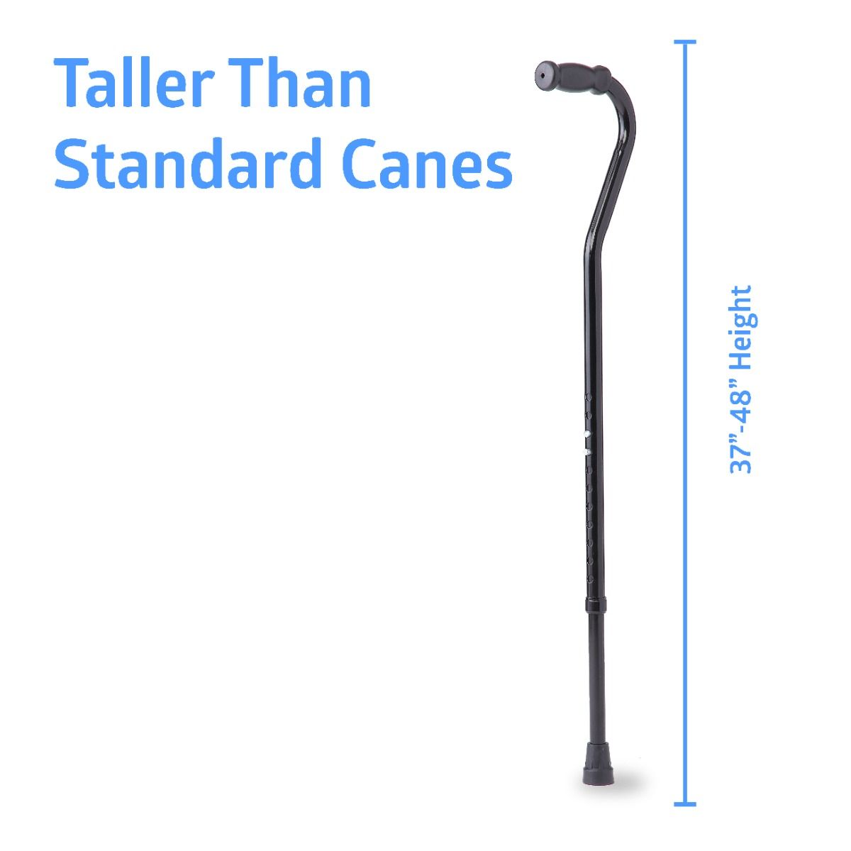 Medline Steel Offset Handle Bariatric Cane Tall 500lb Black 1Ct