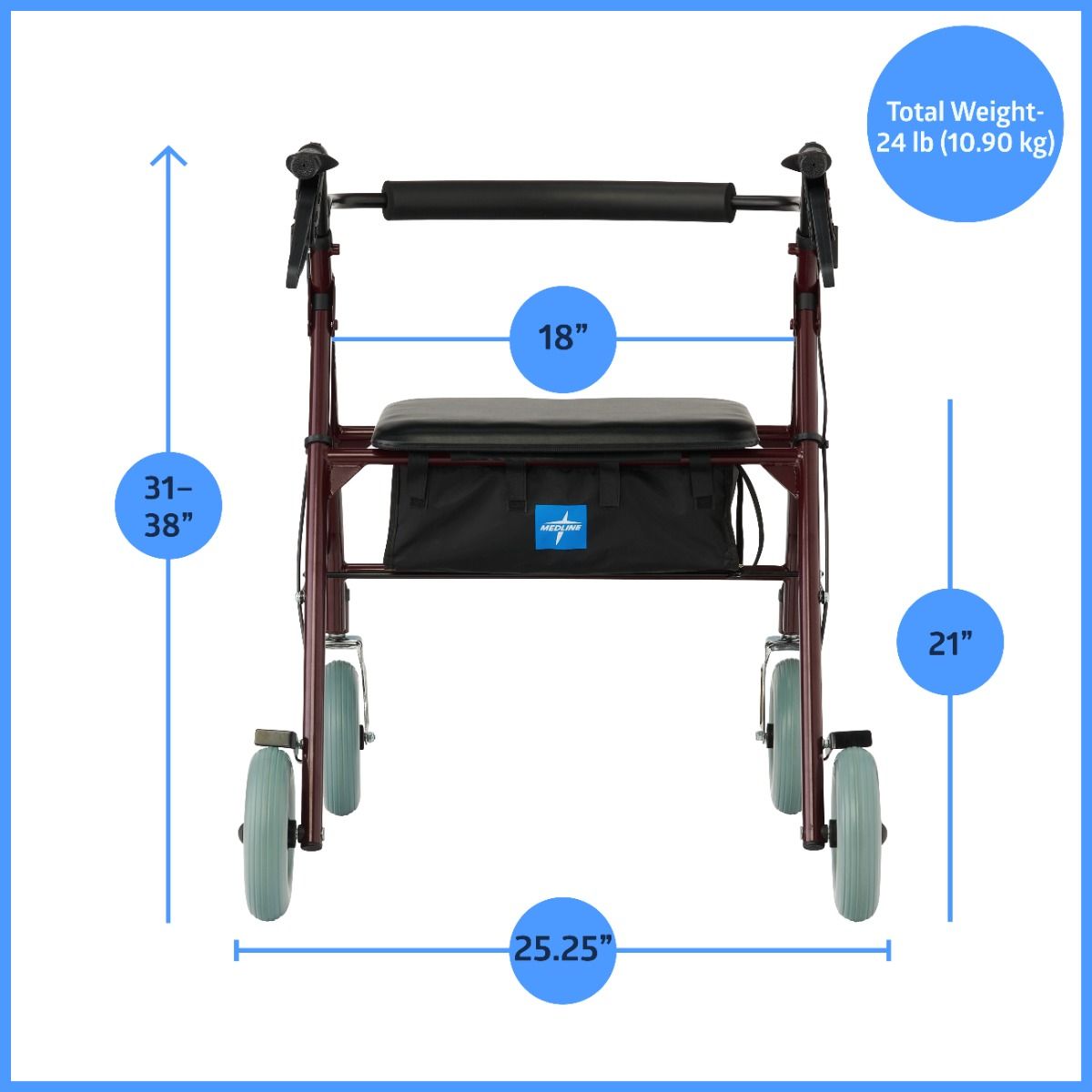 Medline Standard Bariatric Heavy Duty Rollator