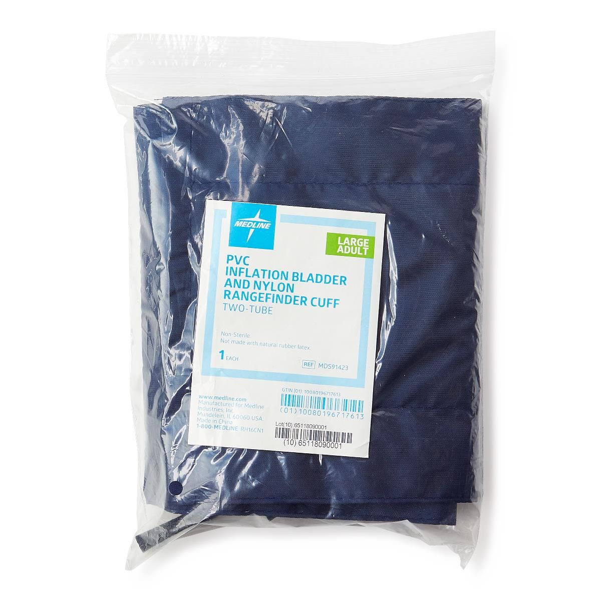Medline 2-Tube PVC Blood Pressure Inflation Cuff Adult 1Ct