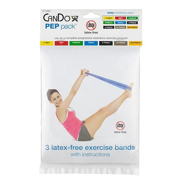 LatexFree Exercise Band Pep Pack by FBE 3Ct