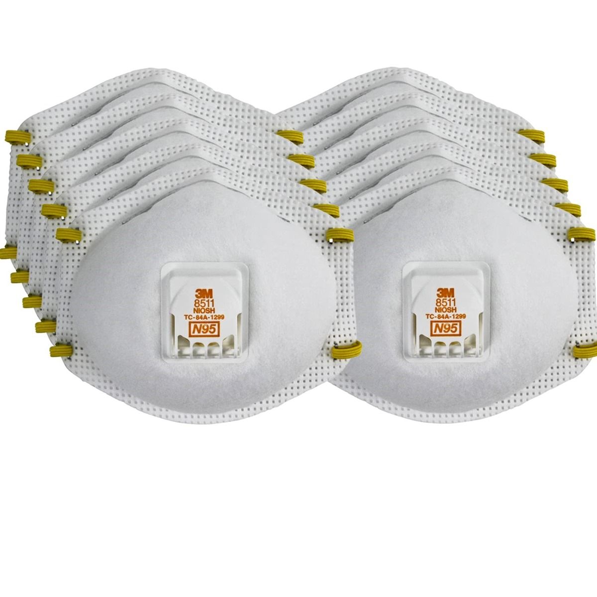 3M 8511 N95 Respirator Face Mask with Cool Flow Valve 10Ct