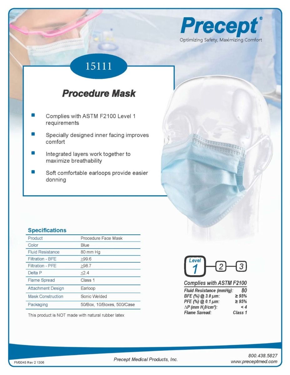 High Filtration Procedure Face Mask with Earloop 500Ct