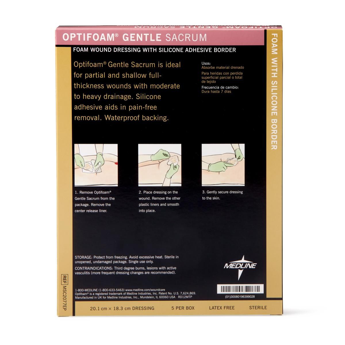 Optifoam Gentle Foam Dressing/Sil Border Sm Sacrum 5Ct