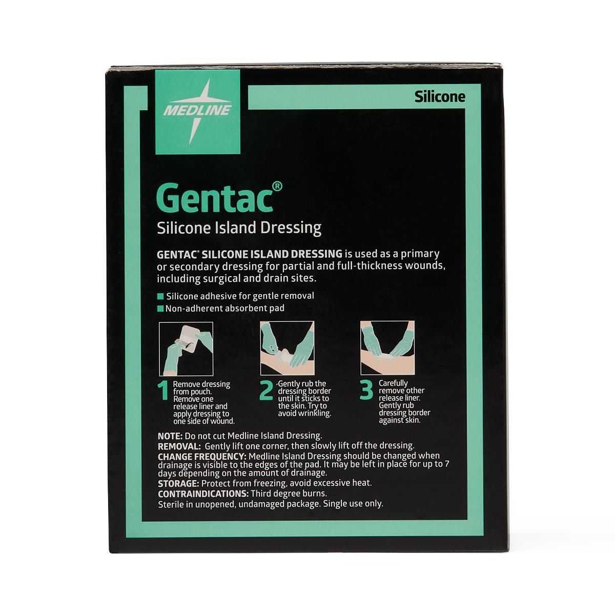Medline Gentac Silicone Island Dressing 2x2 1Ct