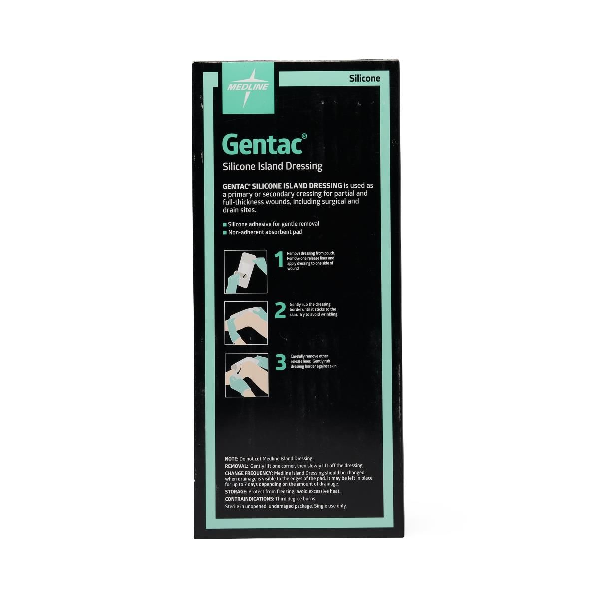 Medline Gentac Silicone Island Dressing 4x10 150Ct