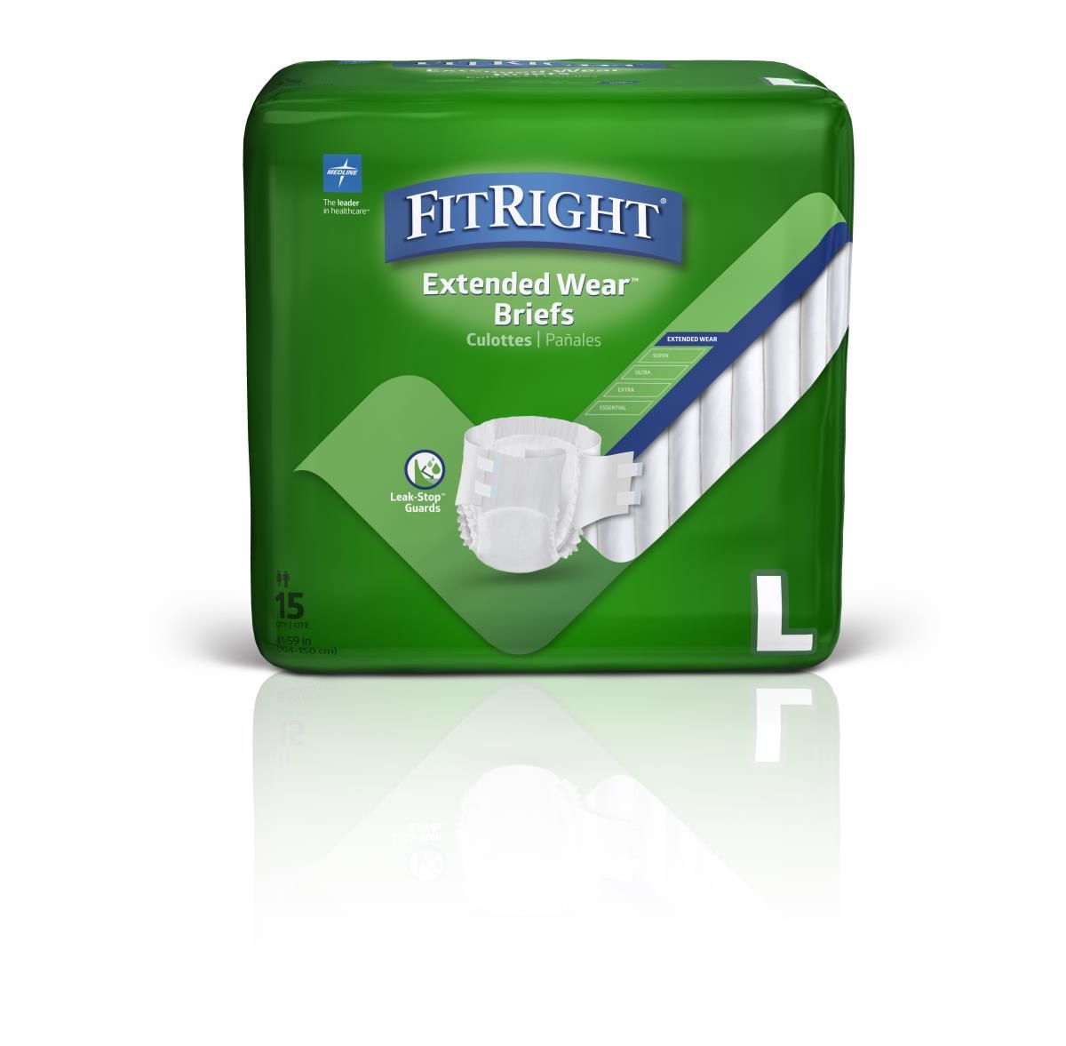 Medline Ext Wear High-Capacity Disposable Brief L 15Ct